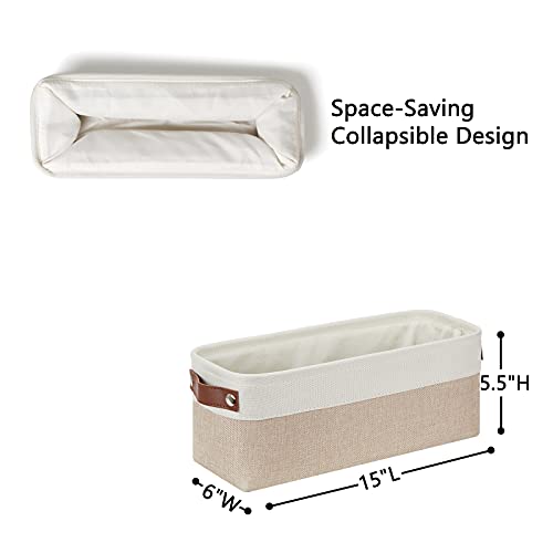 DULLEMELO Collapsible Bundle Baskets 2 Large Baskets 17"x12"x15" + 2 Narrow Baskets 15"x6"x5.5"(White&Khaki)