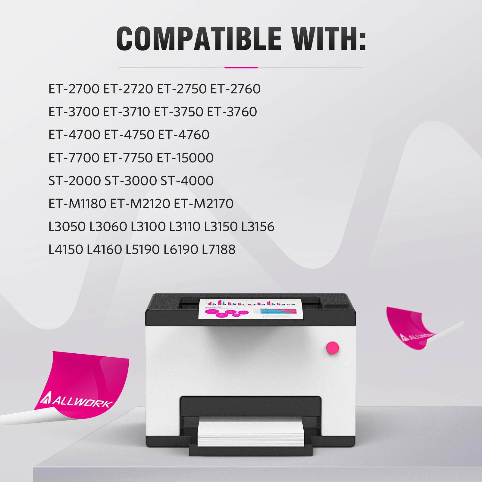 ALLWORK 4pk Compatible T502 Ink Bottle Refill Regular Ink Replacement for Epson 502 T502 for ET-15000 ET-2700 ET-2720 ET-2750 ET-2760 ET-3750 ET-3760 ET-4700 ET-4750 ET-4760 ET-7700 ET-7750 Printer