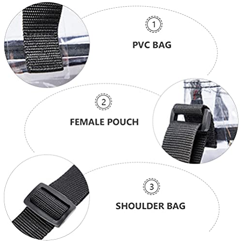 SHERCHPRY Clear Tote Bag with Zipper Closure, Crossbody Messenger Shoulder Bag, PVC Clear Cross- Body Purse with Adjustable Strap for Work, School, Exam, Gym, Stadium