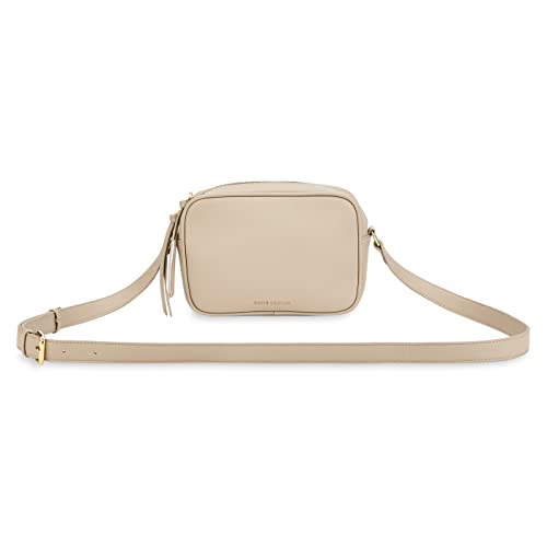 KATIE LOXTON Isla Womens Small Vegan Leather Adjustable Strap Convertible Crossbody Clutch Handbag Purse Taupe