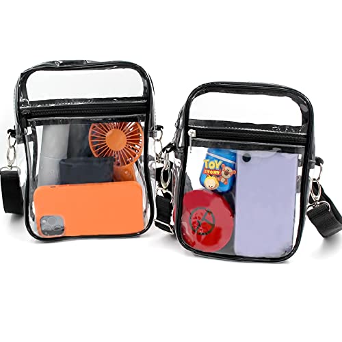 YANZHE Clear Crossbody Bag, Clear Crossbody Purse Bag Set for Women, Adjustable Strap Stadium Approved Clear Purse Bag for Concerts Sports(2 Pack)