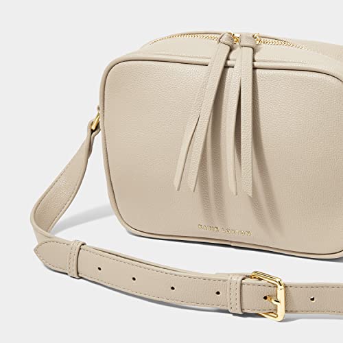KATIE LOXTON Isla Womens Small Vegan Leather Adjustable Strap Convertible Crossbody Clutch Handbag Purse Taupe