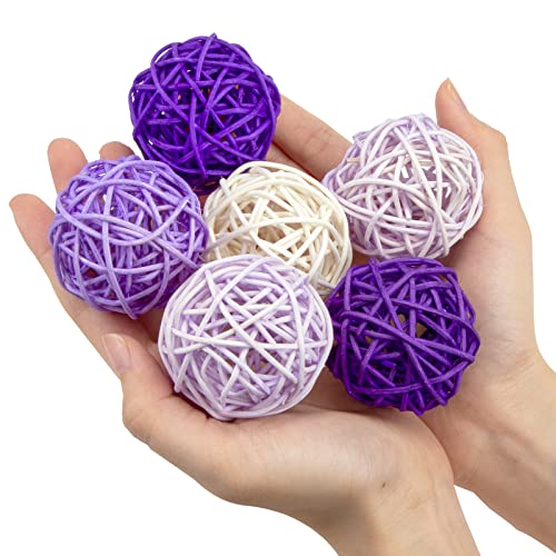 DomeStar Decorative Balls Centerpiece Bowls, 32PCS Purple Rattan Balls Very Peri Wicker Balls 2 Inch Natural Decorative Orbs Vase Fillers