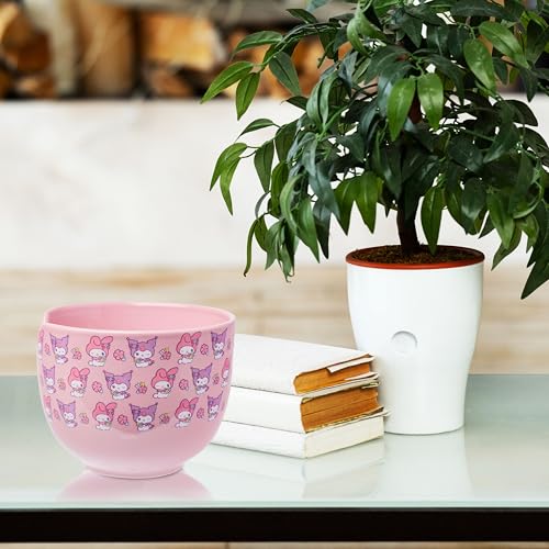Silver Buffalo Sanrio Hello Kitty and Friends My Melody and Kuromi Pastel Flowers Ceramic Ramen Noodle Rice Bowl with Chopsticks, Microwave Safe, 20 Ounces