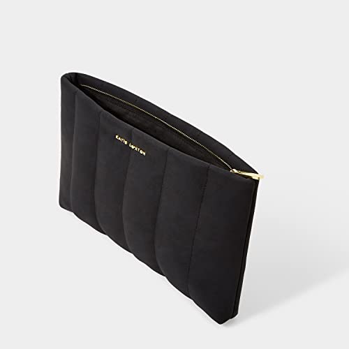 KATIE LOXTON Kayla Quilted Womens Medium Vegan Leather Clutch Purse Pouch Black