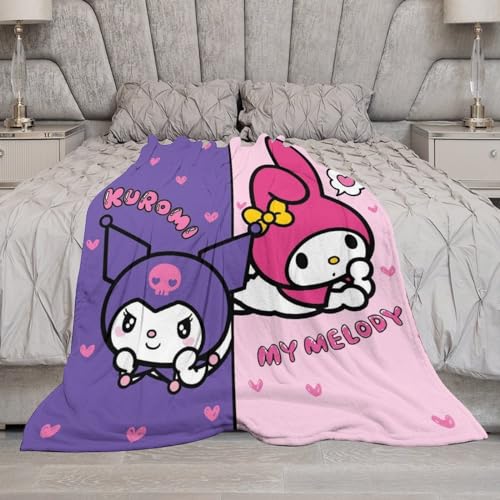 Flannel Blanket, Soft Cozy Lightweight Throw Blanket Cute Purple Patchwork Blanket Gift for Couch Bed Office Travel All Season 40x50 Inches