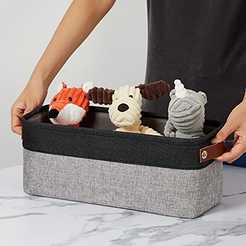 DULLEMELO Collapsible Bundle Baskets 3 Medium Baskets 15"x11"x9.5" + 2 Narrow Baskets 15"x6"x5.5"(Black&Grey)