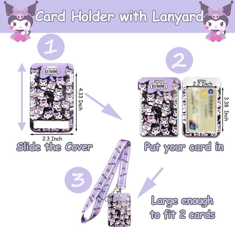 Cartoon Kawaii Set Including Bookmarks Pens Card Holders with Lanyard Sticky Note Ruler Stickers Button Badges Keychain