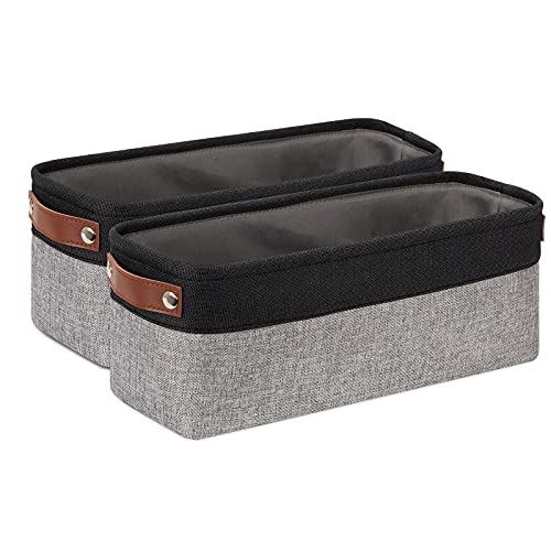 DULLEMELO Collapsible Bundle Baskets 3 Medium Baskets 15"x11"x9.5" + 2 Narrow Baskets 15"x6"x5.5"(Black&Grey)