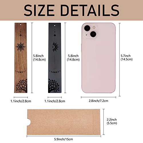 CRASPIRE Wood Bookmark 2 Colors Sun & Moon Engraved Book Mark Gifts Tree of Life Bookmarks with Tassel Pendant for Book Lovers Teacher Students