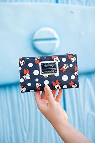 Loungefly Women's Disney Minnie Mouse Polka Dot Navy Zip-Around Wallet