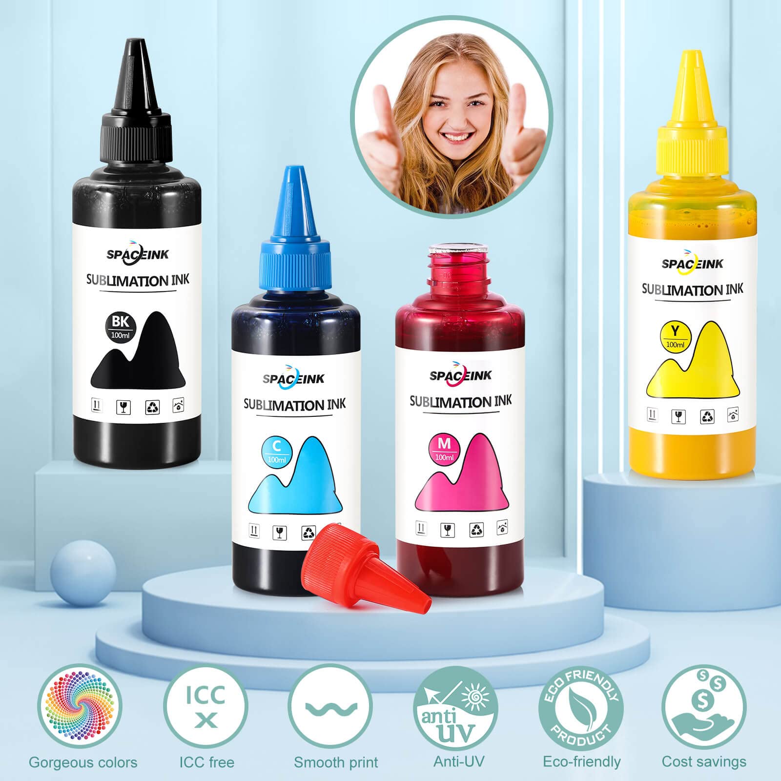 Spaceink Sublimation Ink Refill for Ecotank ET-2850 ET-2800 ET-2803 ET-4800 ET-3850 ET-15000 ET-8550 Workforce WF-2930 WF-2750 WF-7820 WF-3820 WF-2650 WF-3620 WF-2650 WF-3520 WF-7710 C88 Printer Ink