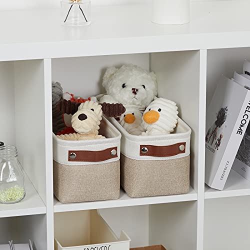 DULLEMELO Collapsible Bundle Baskets 6 Small Baskets 11.8"x7.9"x5.1" + 2 Narrow Baskets 15"x6"x5.5"(White&Khaki)