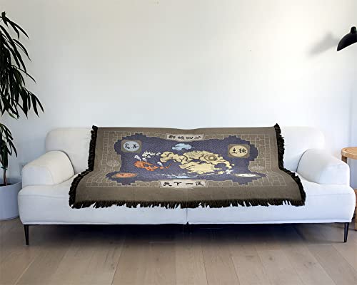 LOGOVISION Avatar The Last Airbender Blanket, 50"x60" Map Woven Tapestry Cotton Blend Fringed Throw Blanket