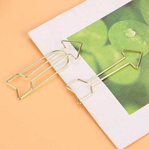 12pcs Gold Paper Clips, Electroplating Metal Arrow Shaped Paper Clip Funny Stationery Bookmark Marking Clip
