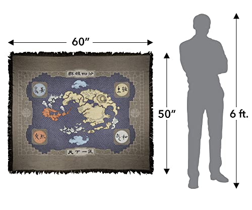 LOGOVISION Avatar The Last Airbender Blanket, 50"x60" Map Woven Tapestry Cotton Blend Fringed Throw Blanket