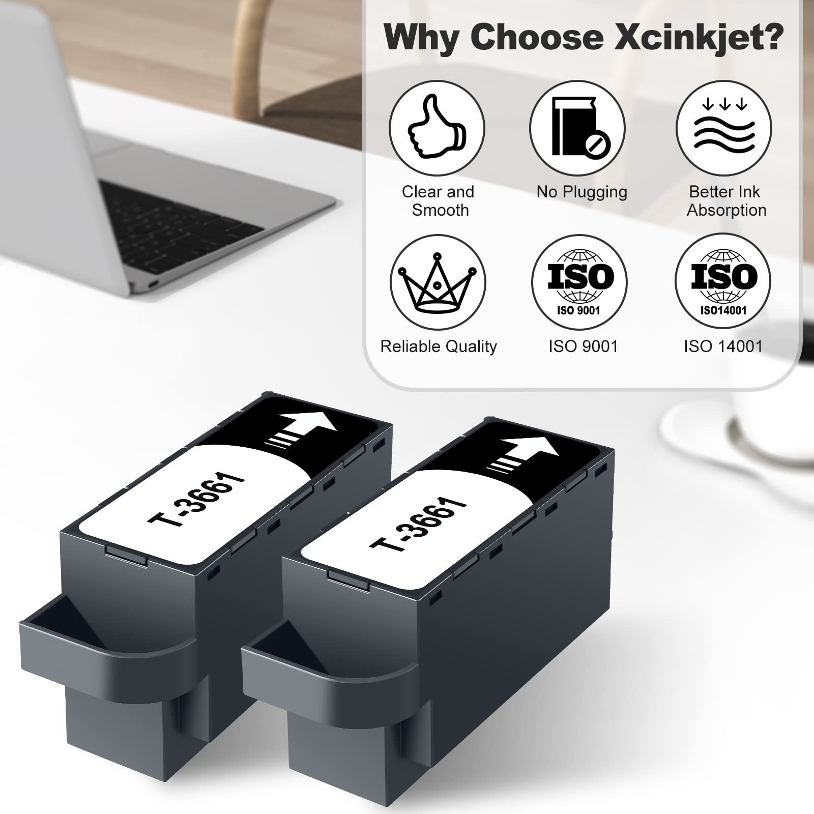 Xcinkjet T3661 T366100 Ink Maintenance Box for XP-15000 XP-6100 XP-970 XP-8700 XP-8800 XP-6000 XP-8600 XP-8500 Printer(2 Packs)