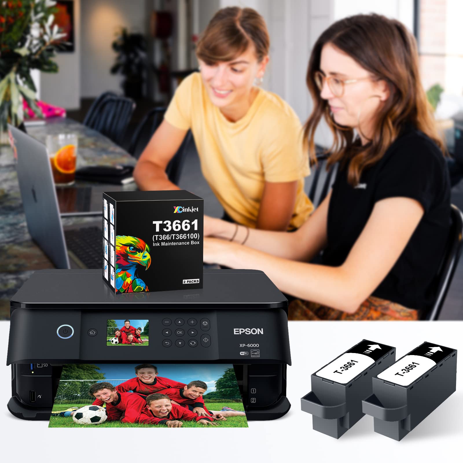 Xcinkjet T3661 T366100 Ink Maintenance Box for XP-15000 XP-6100 XP-970 XP-8700 XP-8800 XP-6000 XP-8600 XP-8500 Printer(2 Packs)