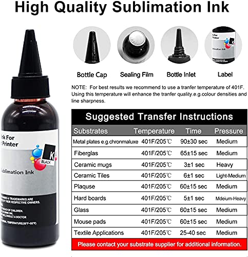 seogol Black Sublimation Ink for Epson EcoTank Workforce Printers ET-2720 ET-2760 ET-2750 ET-15000 ET-4700 ET-3760 WF-7710 WF-7720 WF-7210 C88+ ETC.(400ml/Offer Free ICC Printing)