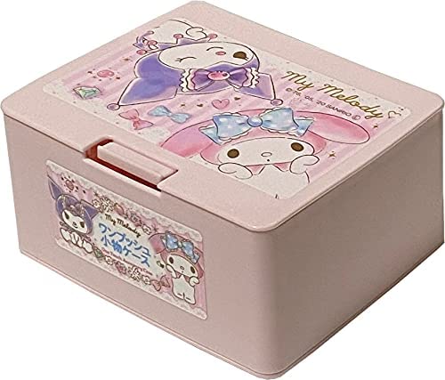 Friend Sanrio My Melody × Kuromi One push One Touch Open Type Lid Accessory Cosmetics Case Box 10.6 × 5.2 × 8.8 cm