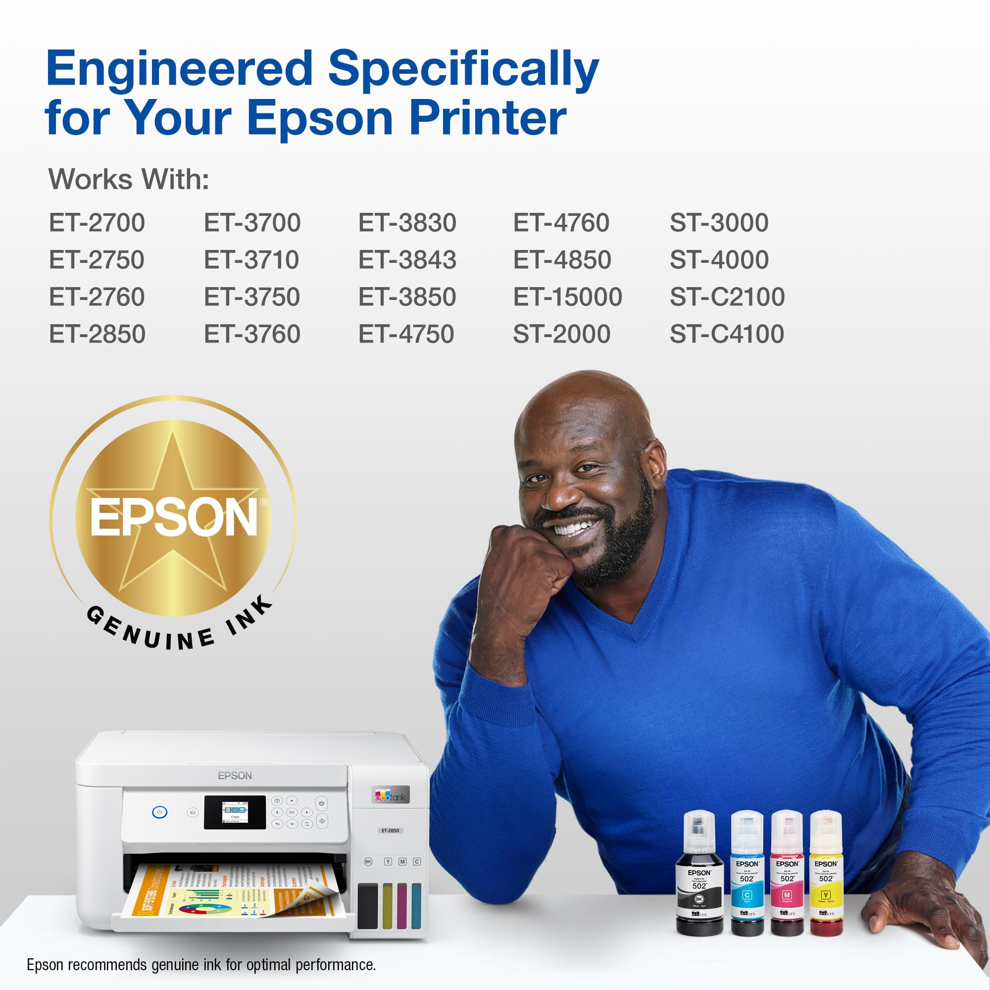EPSON 502 EcoTank Ink Ultra-high Capacity Bottle Yellow Works with ET-2750, ET-2760, ET-2850, ET-3750, ET-3760, ET-3850, ET-4850, and other select EcoTank models