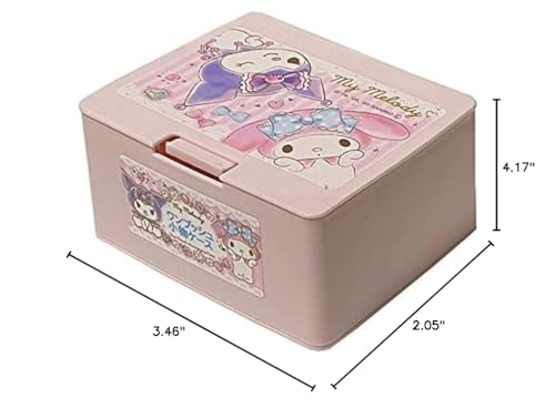 Friend Sanrio My Melody × Kuromi One push One Touch Open Type Lid Accessory Cosmetics Case Box 10.6 × 5.2 × 8.8 cm