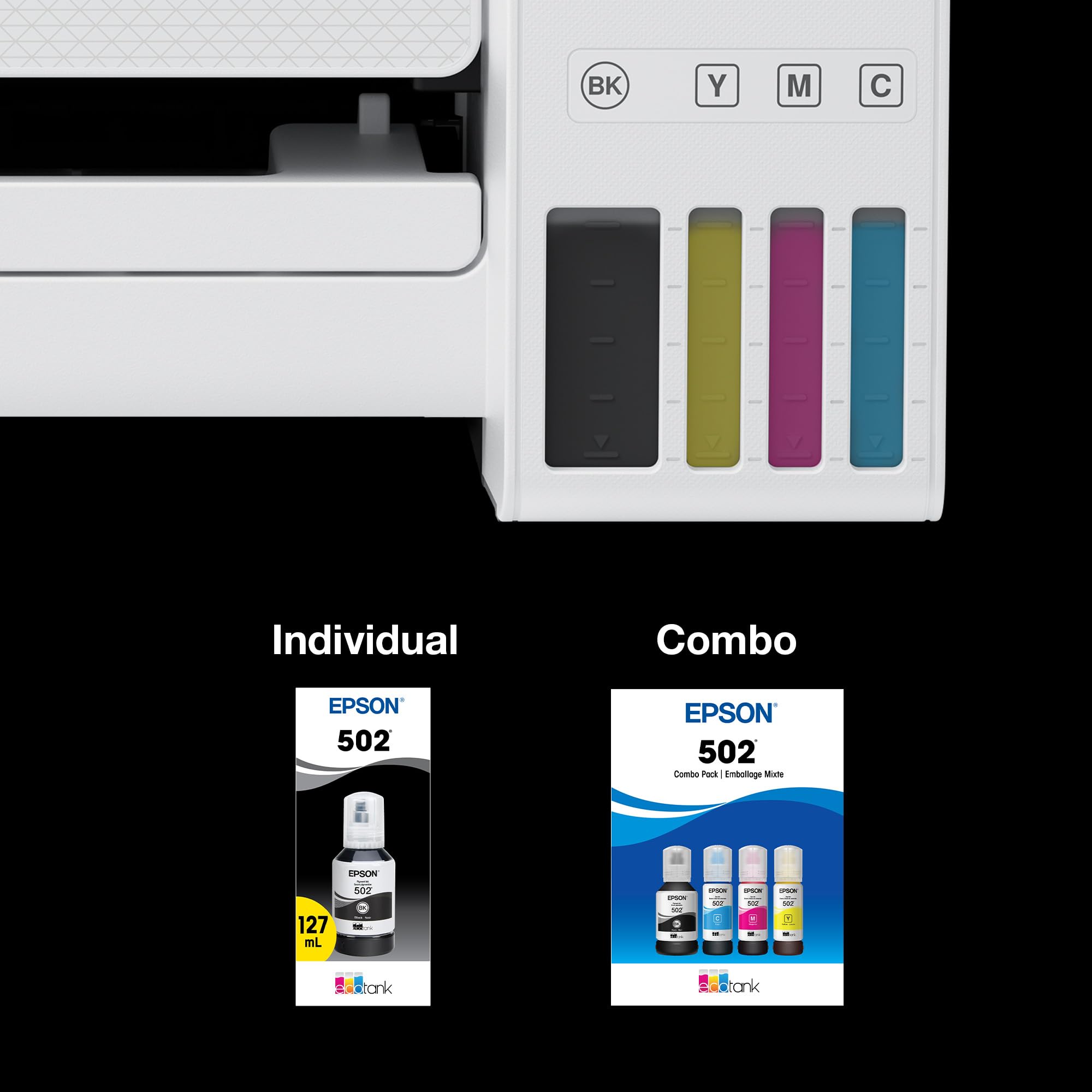 EPSON 502 EcoTank Ink Ultra-high Capacity Bottle Yellow Works with ET-2750, ET-2760, ET-2850, ET-3750, ET-3760, ET-3850, ET-4850, and other select EcoTank models