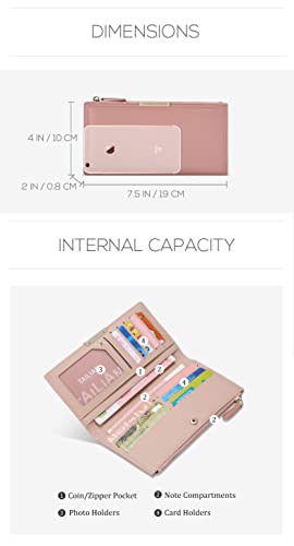 Chic Boutique De Mode Wallets For Women Large Capacity Ultra Thin Card Holder Slim Coin Purse Zip Cute Minimalist Leather Case For Girls Ladies (Black)