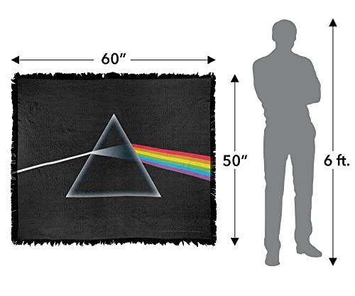 LOGOVISION Pink Floyd Blanket, 50"x60" Dark Side of The Moon Woven Tapestry Cotton Blend Fringed Throw