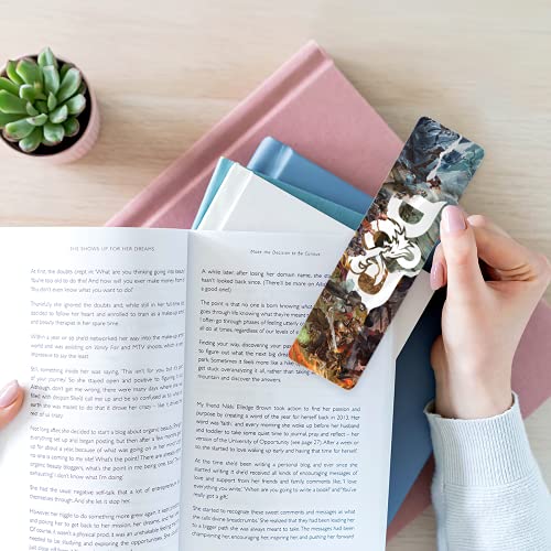 Bookmarks Metal Ruler Dungeon Bookography and Measure Dragons Tassels Collage Bookworm for Reading Bibliophile Book Christmas Ornament Markers Gift Bookmark