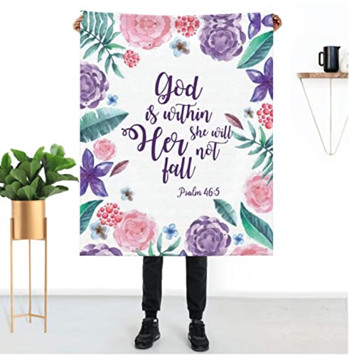 God is Within Her Blankets Bible Verse Blanket Spiritual Gifts for Women Soft Fluffy She Will Not Fall Fleece Blanket Get Will Soon Blanket Gift for Mom Women 40"X50"