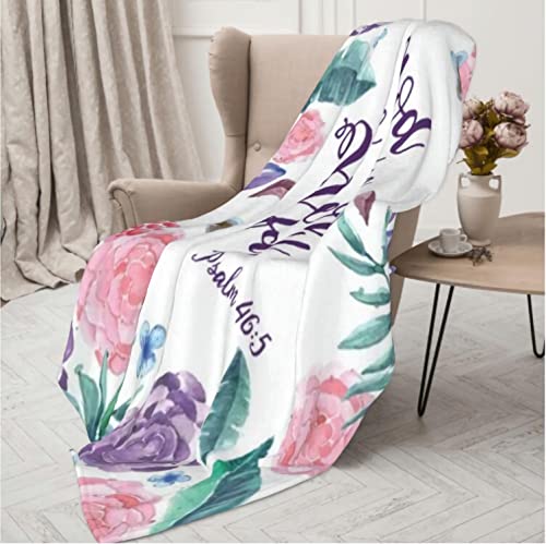 God is Within Her Blankets Bible Verse Blanket Spiritual Gifts for Women Soft Fluffy She Will Not Fall Fleece Blanket Get Will Soon Blanket Gift for Mom Women 40"X50"