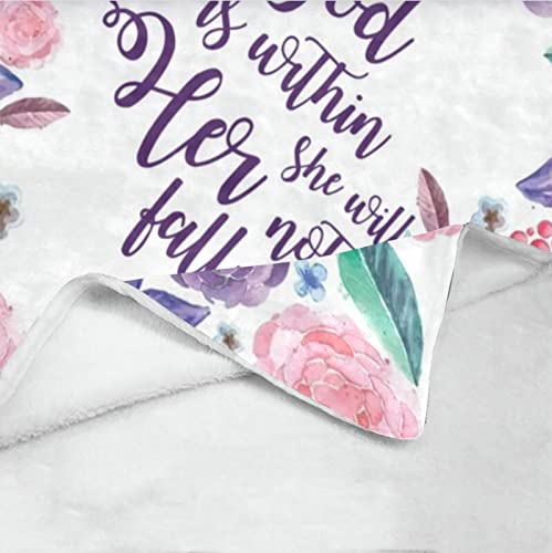 God is Within Her Blankets Bible Verse Blanket Spiritual Gifts for Women Soft Fluffy She Will Not Fall Fleece Blanket Get Will Soon Blanket Gift for Mom Women 40"X50"