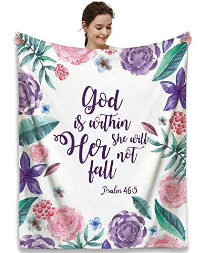 God is Within Her Blankets Bible Verse Blanket Spiritual Gifts for Women Soft Fluffy She Will Not Fall Fleece Blanket Get Will Soon Blanket Gift for Mom Women 40"X50"