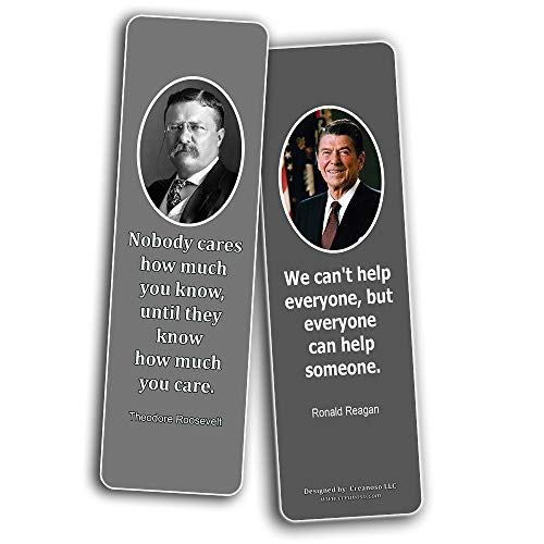 Creanoso President Quotes Bookmarks (12-Pack) โ Premium Designs Bulk Assorted Bookmarker Cards Pack โ Awesome History School Lesson Learning Collection Set โ Presidential Sayings Page Marker