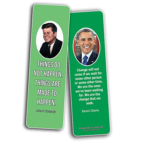 Creanoso President Quotes Bookmarks (12-Pack) โ Premium Designs Bulk Assorted Bookmarker Cards Pack โ Awesome History School Lesson Learning Collection Set โ Presidential Sayings Page Marker