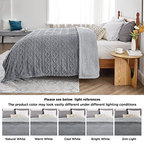 Bedsure Sherpa Throw Blanket for Couch Sofa - Fuzzy Soft Cozy Blanket for Bed, Fleece Thick Warm Blanket for Winter, Grey, 50x60 Inches