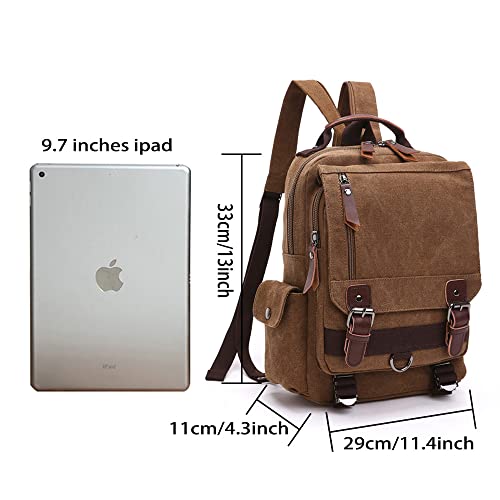 FASNAHOK Canvas Backpack for Women Travel Back Pack Multifunctional Shoulder Bag Vintage Rucksack School Bag Daypack