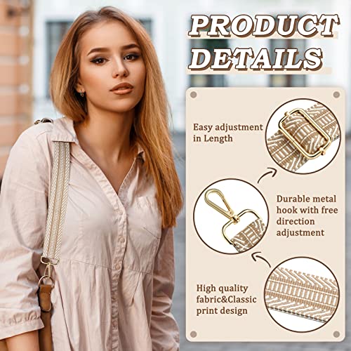 Kajaia 3 Pieces Purse Straps Replacement Crossbody Wide Shoulder Handbag Straps Adjustable Canvas Belt Purse Bag Straps (Classic Style)
