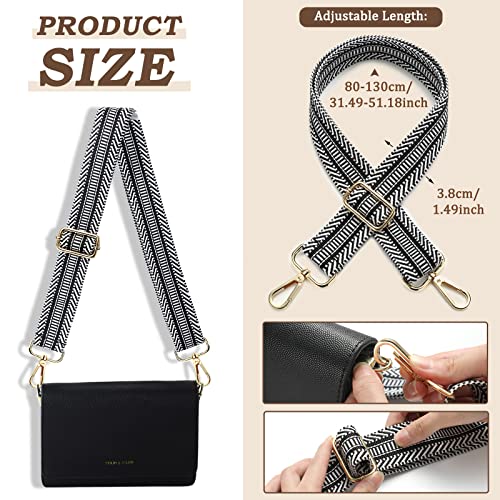 Kajaia 3 Pieces Purse Straps Replacement Crossbody Wide Shoulder Handbag Straps Adjustable Canvas Belt Purse Bag Straps (Classic Style)