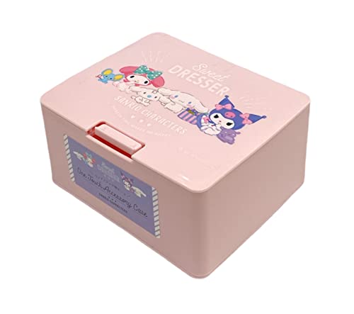 Friend Sanrio My Melody × Kuromi × Cinnamoroll Cute Box with One Touch Open Lid, Makeup Case, Accessory Case, Cosmetic Case, 4.2in x 3.5in x 2.1in