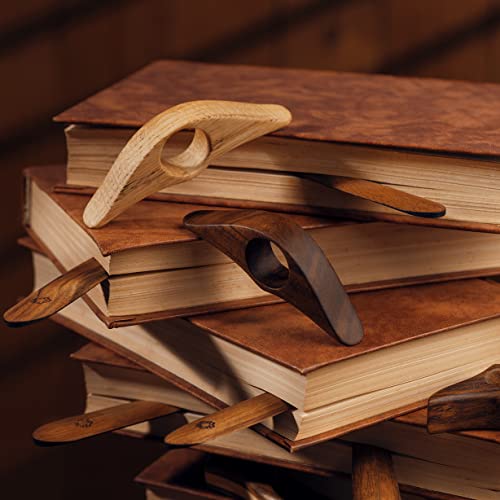TILISMA Wooden Book Page Holder – Handmade Natural Walnut Thumb Bookmark - Reading Accessories Gifts for Book Lovers, Librarians, Bookworms, Teachers. (Large)