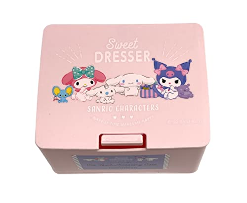 Friend Sanrio My Melody × Kuromi × Cinnamoroll Cute Box with One Touch Open Lid, Makeup Case, Accessory Case, Cosmetic Case, 4.2in x 3.5in x 2.1in