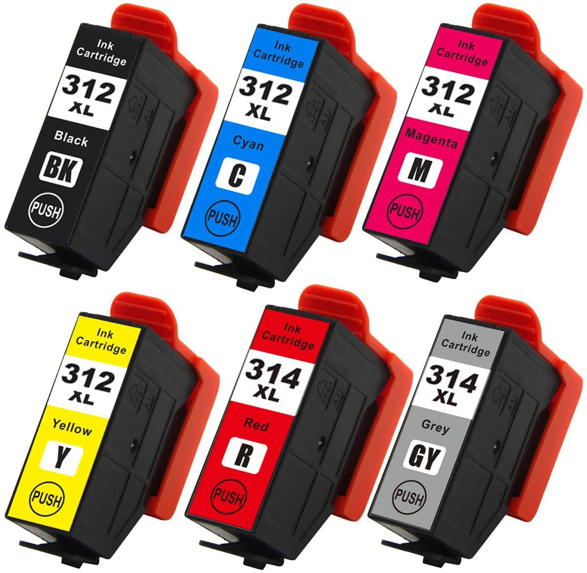 HLPRINT 312XL 314XL Ink Cartridges Remanufactured for Expression Photo HD XP-15000 Wide Format Printer(6-Pack)