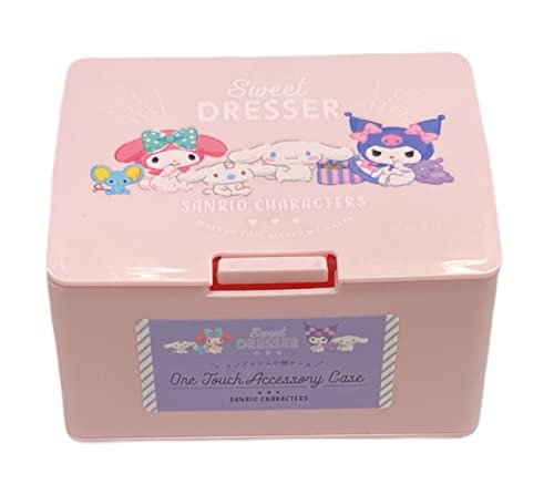 Friend Sanrio My Melody × Kuromi × Cinnamoroll Cute Box with One Touch Open Lid, Makeup Case, Accessory Case, Cosmetic Case, 4.2in x 3.5in x 2.1in