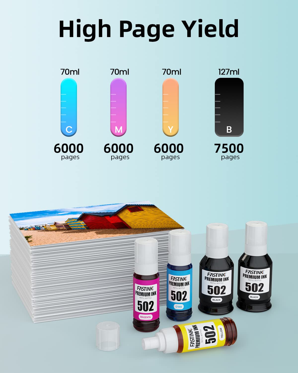 Lingtoolator Ink Refill Bottles,High Yield,5 Pack,Replacement for Epson 502 Ink,Work with ET-2760 ET-2800 ET-2803 ET-2750 ET-3750 ET-4750 ET-3760 ET-4760 ET-2700 ET-3700 ET-15000 Printer