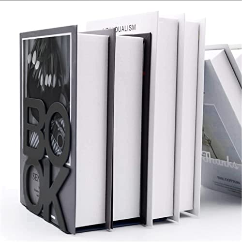 Book Ends, 4 Pieces Bookends for Shelves, Metal Book Ends Supports for Bookrack Desk,Books, Unique Appearance Design,Heavy Duty