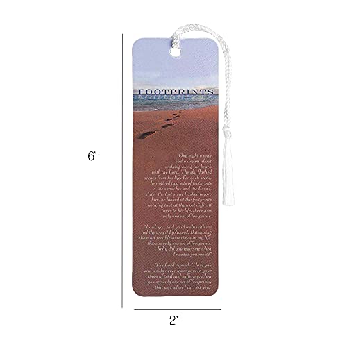 Footprints Poem Sandy Beach 2 x 6 Cardstock Tassel Bookmark, Pack of 12