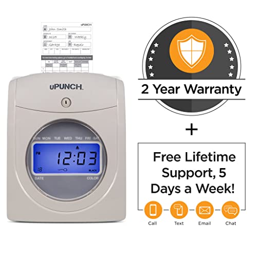 uPunch Calculating Time Clock Bundle with 200 Cards, 3 Ribbons, 2 Time Card Racks, & 2 Keys (HN4500)