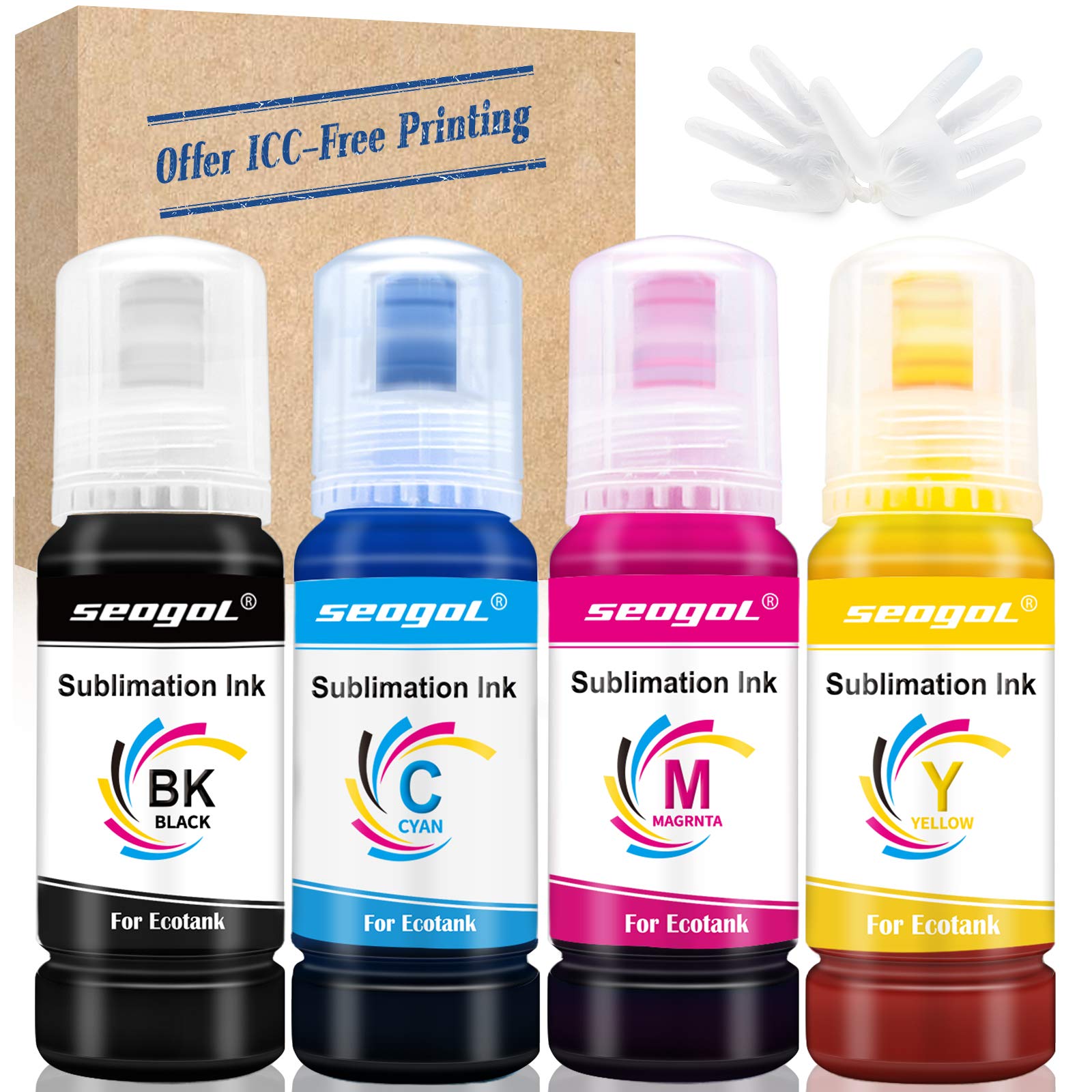 seogol 400ml Sublimation Ink for EcoTank Supertank Inkjet Printers ET-2720 ET-3710 ET-15000 ET-4760 ET-3760 ET-2760 ET-2750 ET-2700 ET-3700 ET-4700 ET-3750 ET-4750 (Offer ICC-Free Printing)